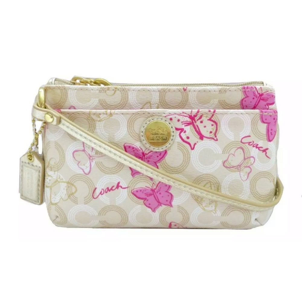 Coach Waverly Ivory Butterfly Signature Wristlet - Gem